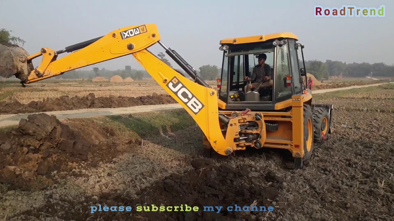 JCB BACKHOE WORKING NEW ROAD CONTRACTION- JCB BACKHOE MAKING DRAIN ...