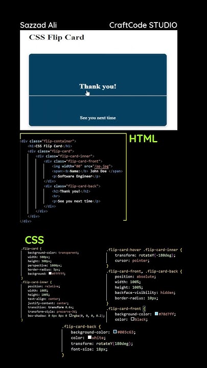 CSS Flip Card #coding #codeproject #programming #codenewbie #webdesign #codingjourney #html ...