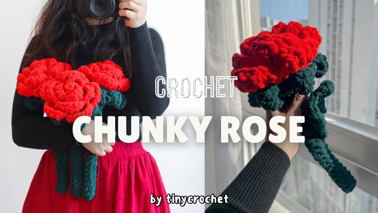 How to Crochet a Chunky Rose 🌹 | Beginner-Friendly 3D Flower Tutorial ...
