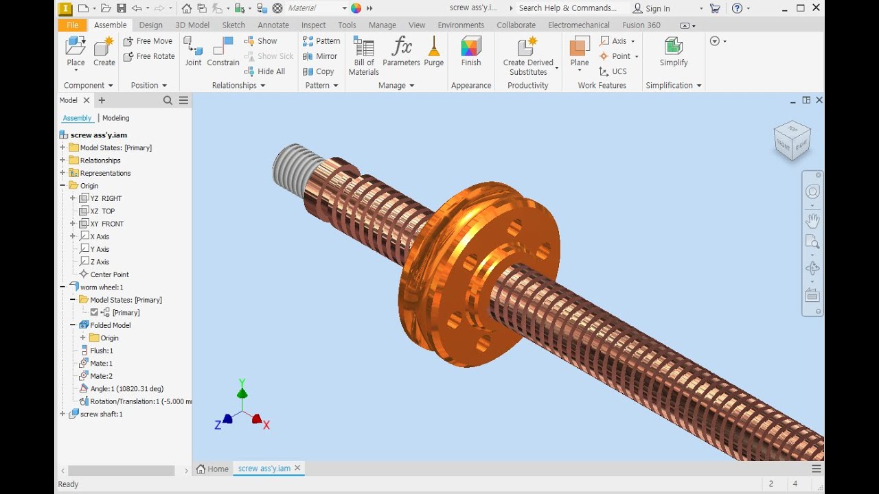 #52 Inventor Screw Jack - Part 1 Screw Moddling & Drive - 01 (인벤터 스크류 잭 ...