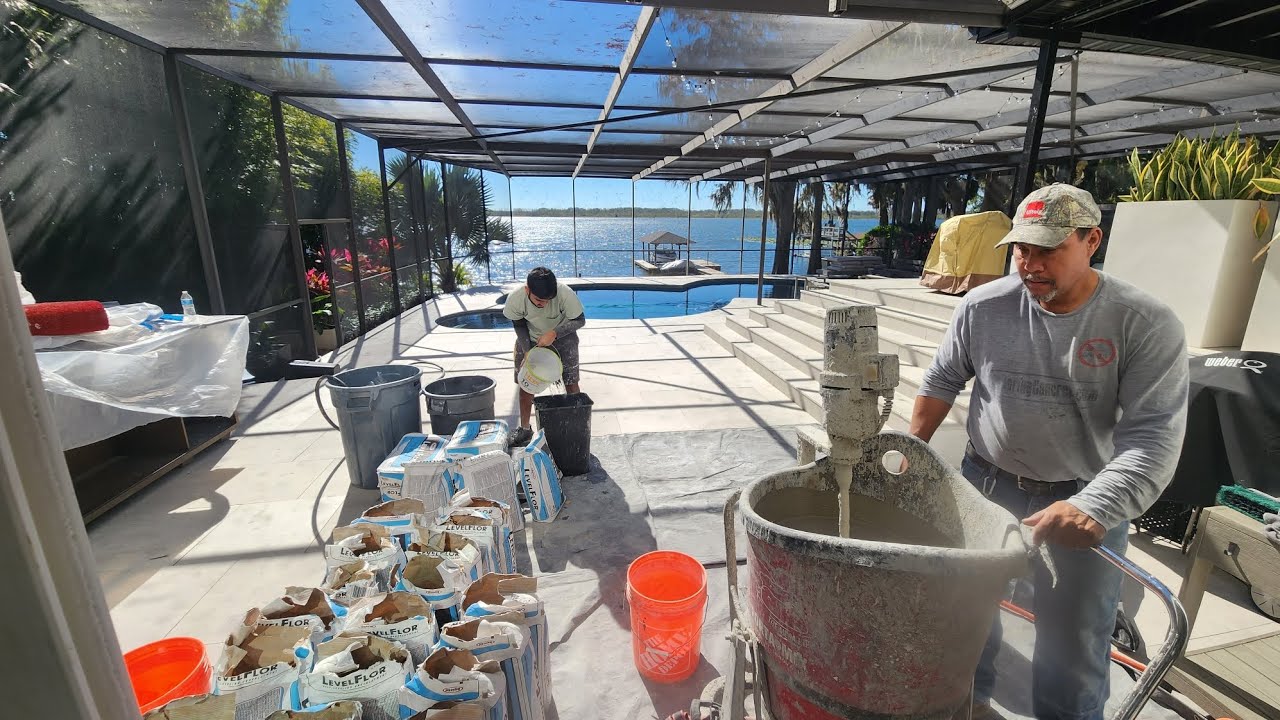 Ready to pour some Level-Flor over this epoxy/sand broadcast for the ...