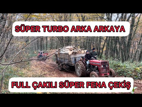 240 Massey Full Kütük Dolu Peşine 255 Turbo Peş Peşe Bayırda Takılmadılar
