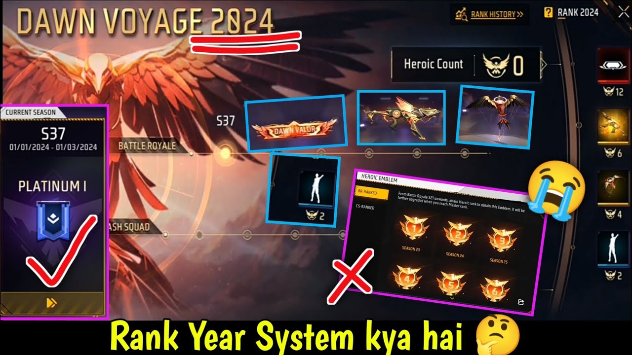 heroic rank system free fire || free fire rank 2024 dawn voyage || free ...