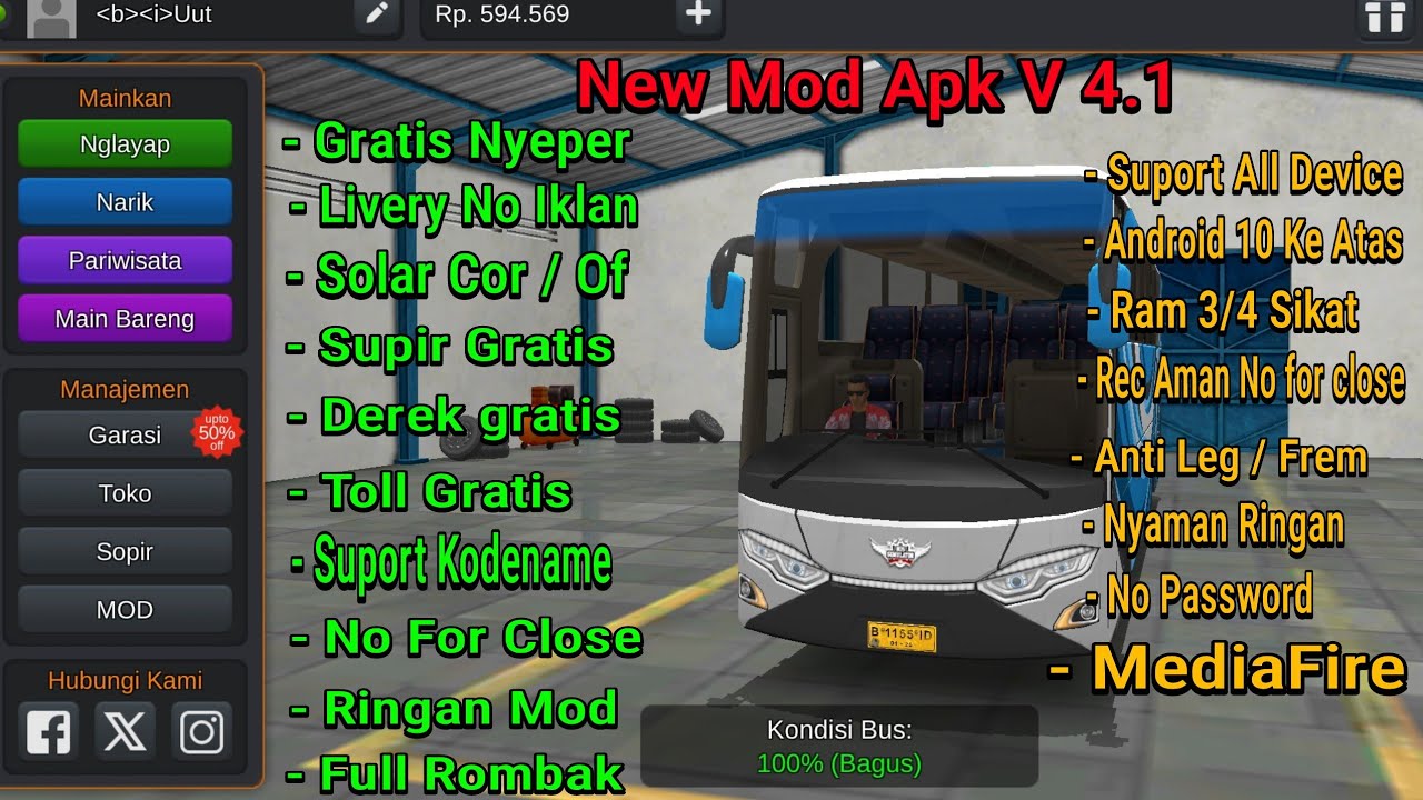 MOD Apk Bussid V 4.1 No For close // tanpa iklan 100% - YouTube