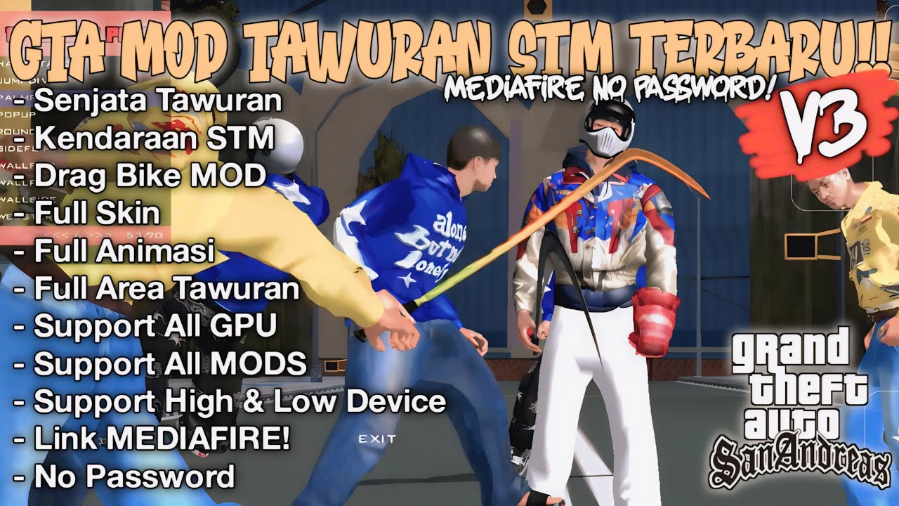 SHARE!! GTA MOD TAWURAN STM V3 TERBARU LINK MEDIAFIRE ANTI FC - YouTube