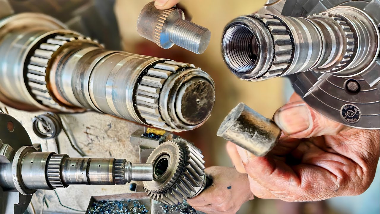 The Broken Gear Main Shaft Was Fixed By mechanic With Great Skills ...