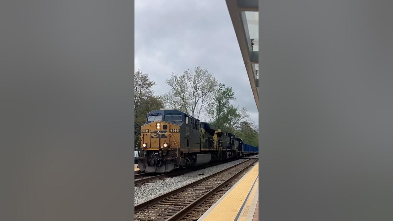 CSX 835 with a Fouled or Hybrid K5HL Leads a Manifest through Ashland VA With a GP39-2 Trailing ...