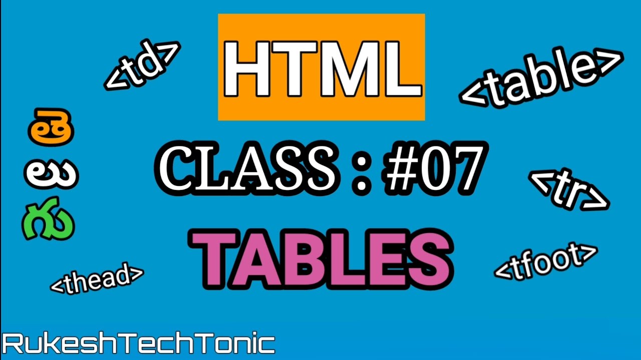 Tutorial 07 Tables In Html In Telugu How To Create Tables In Html