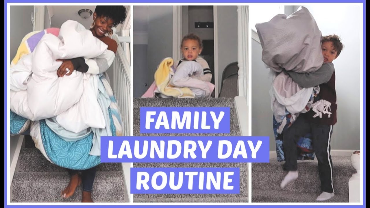 LAUNDRY DAY ROUTINE // CLEAN WITH US - YouTube