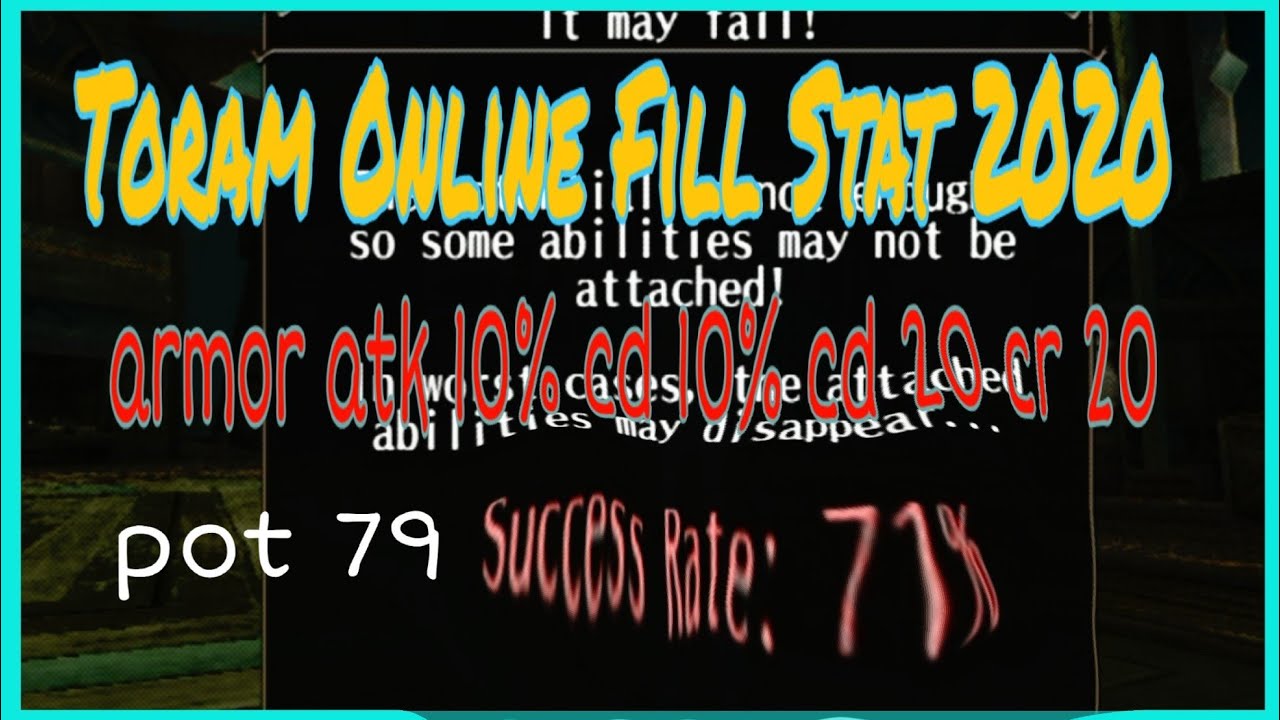 Fill Stat Armor Pot 79 Atk10%cd1020cr20 - Toram Online 2020 - YouTube