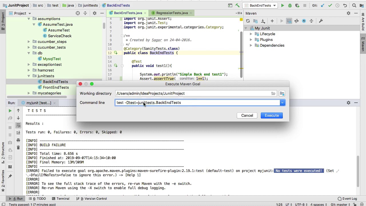 Failed To Execute Goal Test Maven Surefire No Tests Were Executed Youtube