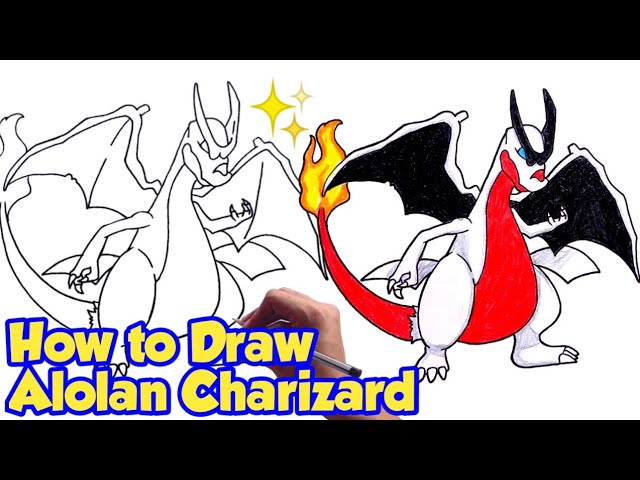 How To Draw Alolan Charizard Pokemon Step By Step
