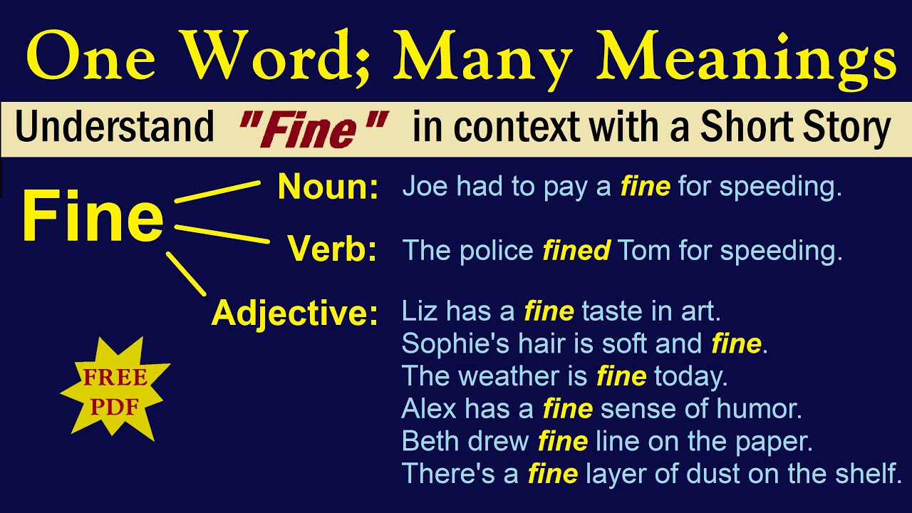 Fine: One Word; Multiple Meanings | #vocabularybuilding | English ...