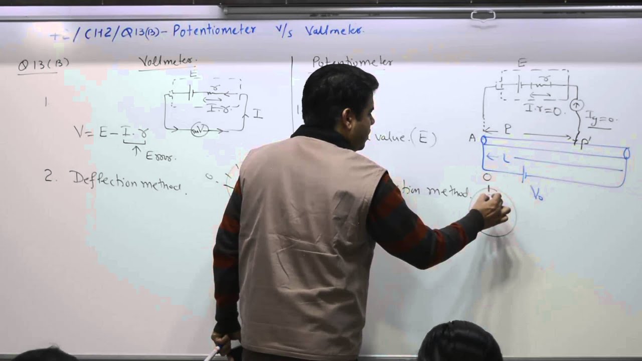 Class 10+2, Chapter 2, Question 13 b, Potentiometer vs voltmeter ...