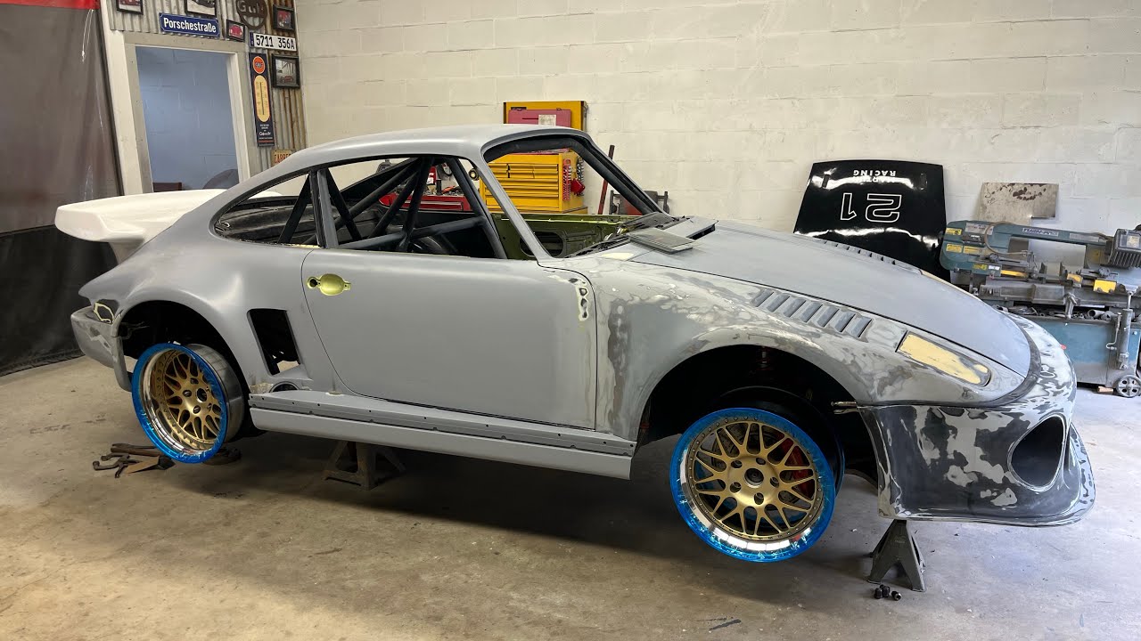 The 1986 930 Turbo slant nose resto mod coming along. HRE wheels test ...