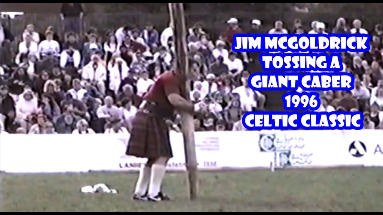 Jim McGoldrick tossing a GIANT CABER 1996 Celtic Classic - YouTube