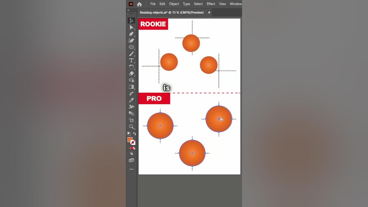 Resizing multiple objects in Adobe Illustrator without losing the position on the artboard # ...
