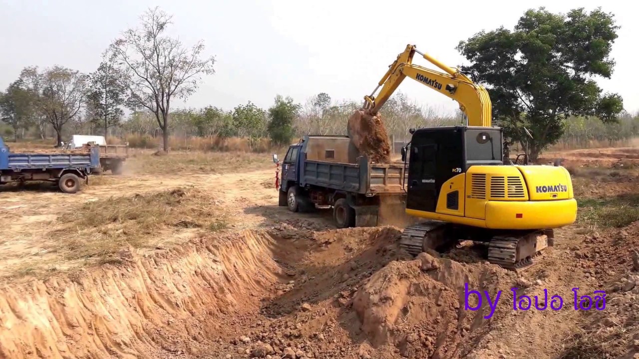 รถแบคโฮ Backhoe KOMAT’SU PC 70 - YouTube
