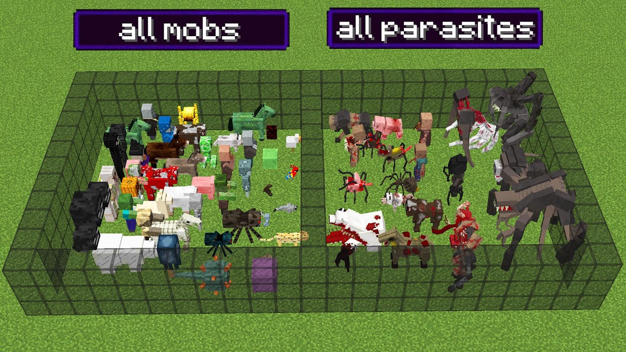 all minecraft mobs vs all parasites (who will win?) - YouTube
