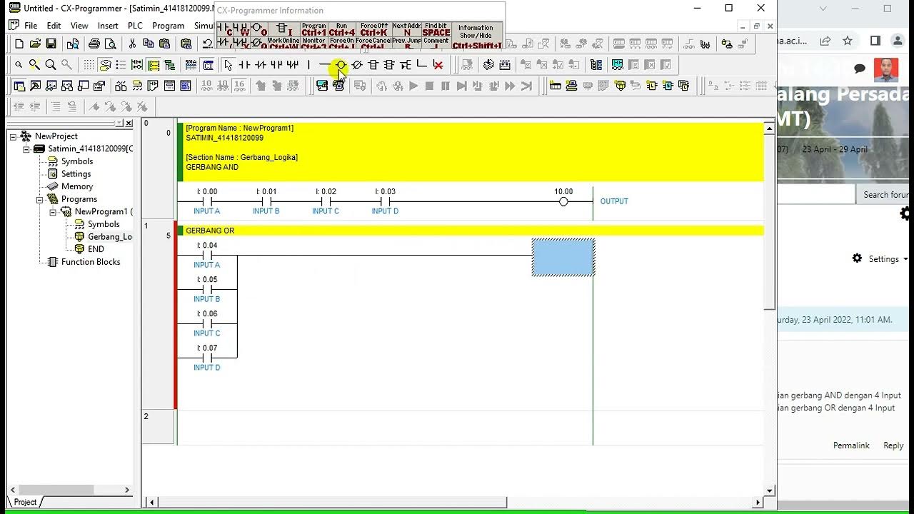 Simulasi CX Programmer Rangkaian Gerbang AND dan OR dengan 4 input ...