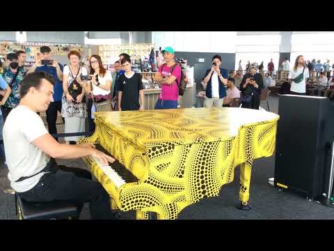 When a professional pianist plays on a Japanese public piano.