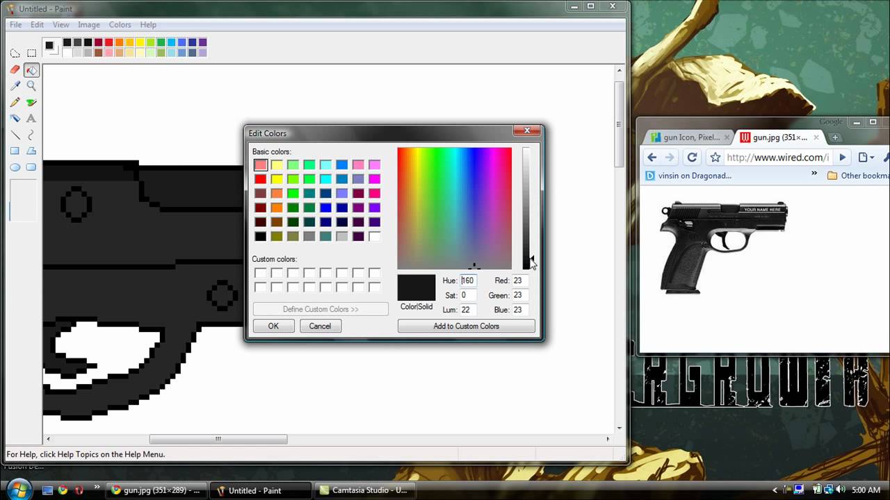 Pixel art from scratch: A Gun Pt 2 - YouTube
