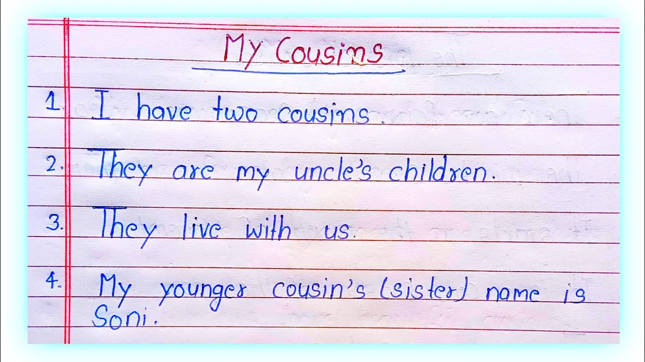 My Cousins || 10 Line Cousins Par Essay Writing In English || Cousins ...