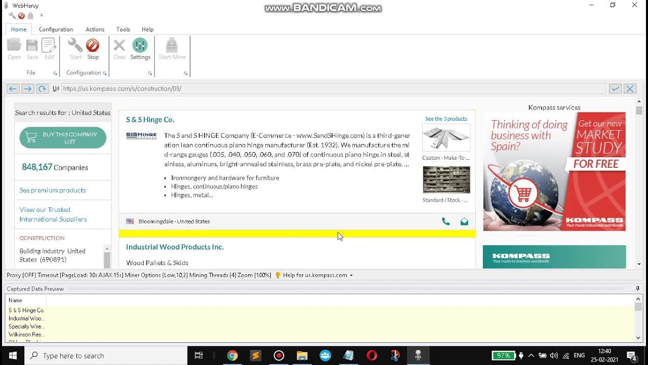 How to scrape contact phone numbers from Kompass Website using Webharvy - YouTube
