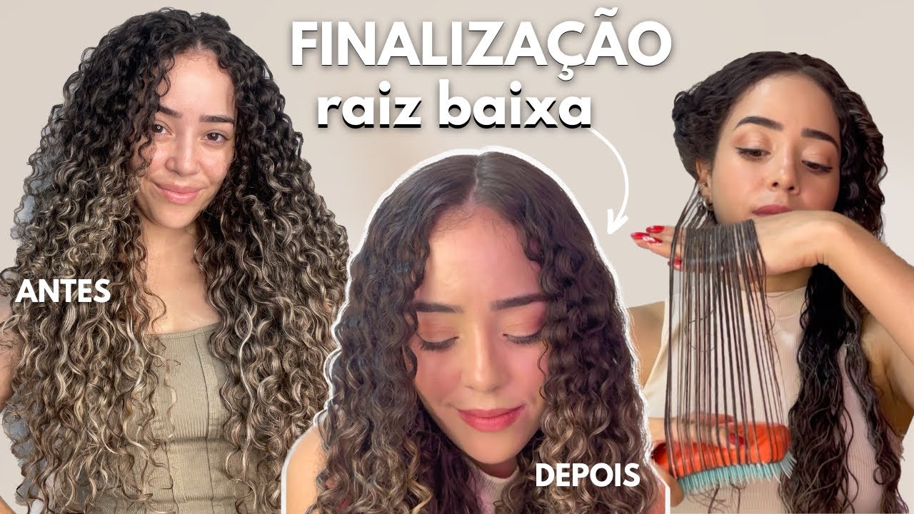 FINALIZAÇÃO RAIZ BAIXA E SEM VOLUME | para deixar o cabelo cacheado com ...