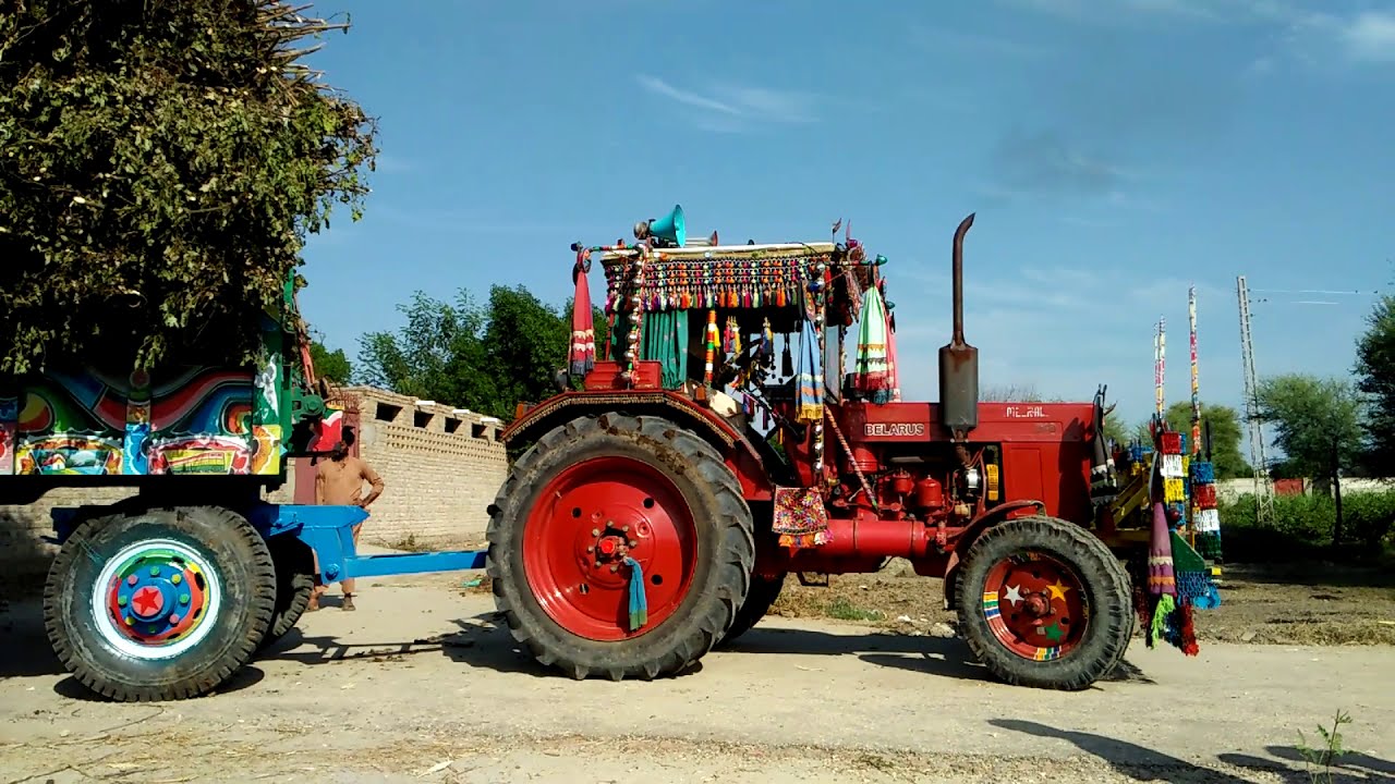 Fully modified belarus 510 tractor with loaded trolley - YouTube