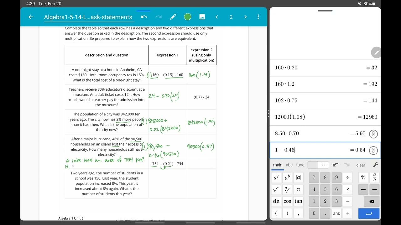 IM Algebra 1 Unit 5 Lesson 14 Activity 3 - YouTube