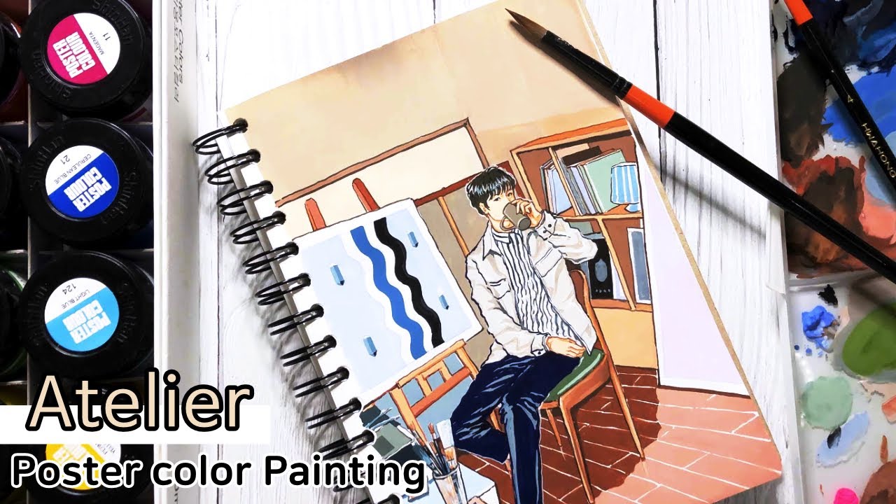 [Time Lapse] Poster color painting - Atelier - YouTube
