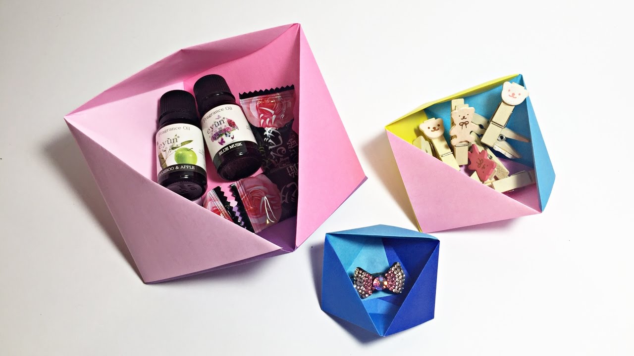 EASY MODULAR ORIGAMI TRIANGLE BOX TUTORIAL !! - YouTube