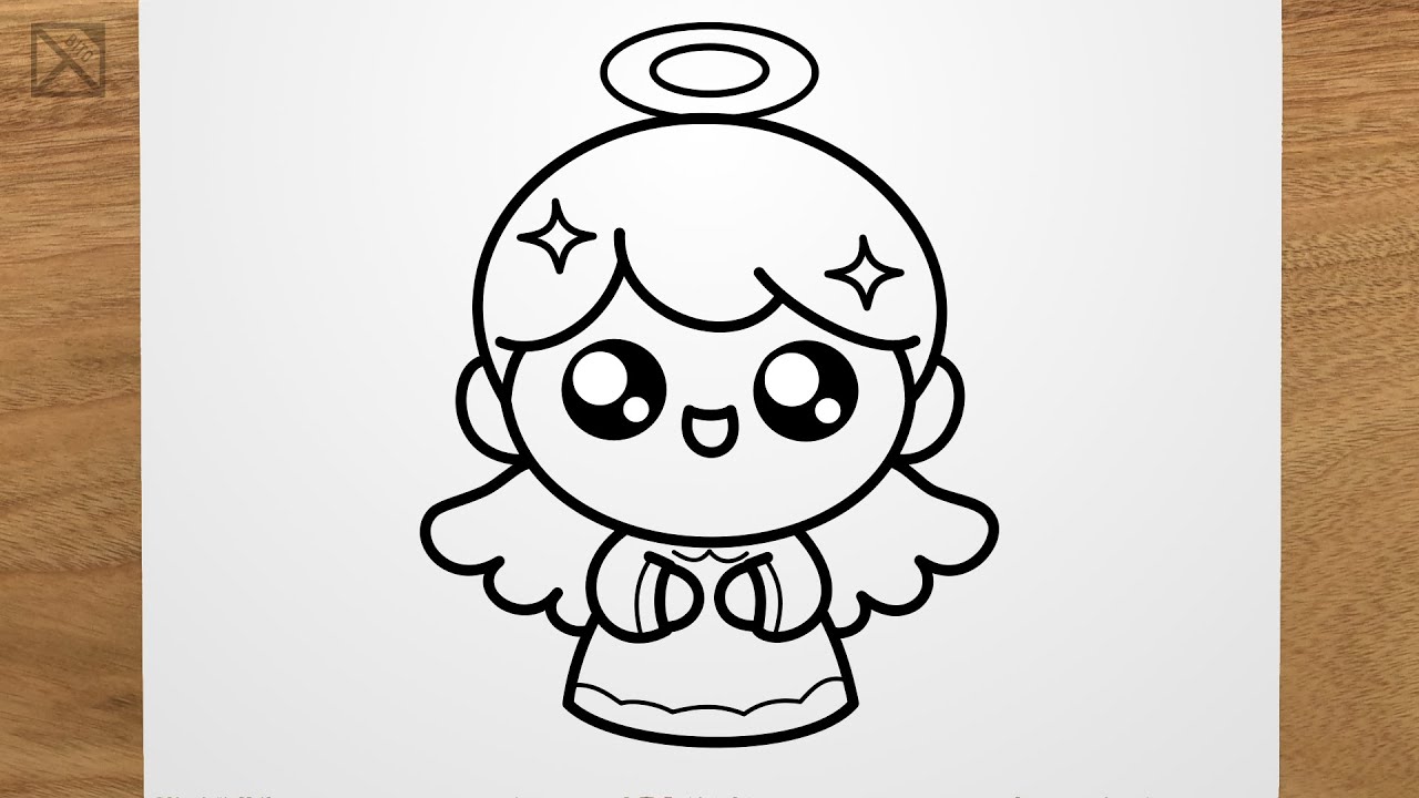 How to draw a CUTE ANGEL step by step, EASY - YouTube