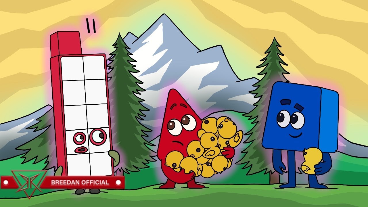 Numberblocks and Colour Blocks Red Blue Meet With The Duck - YouTube