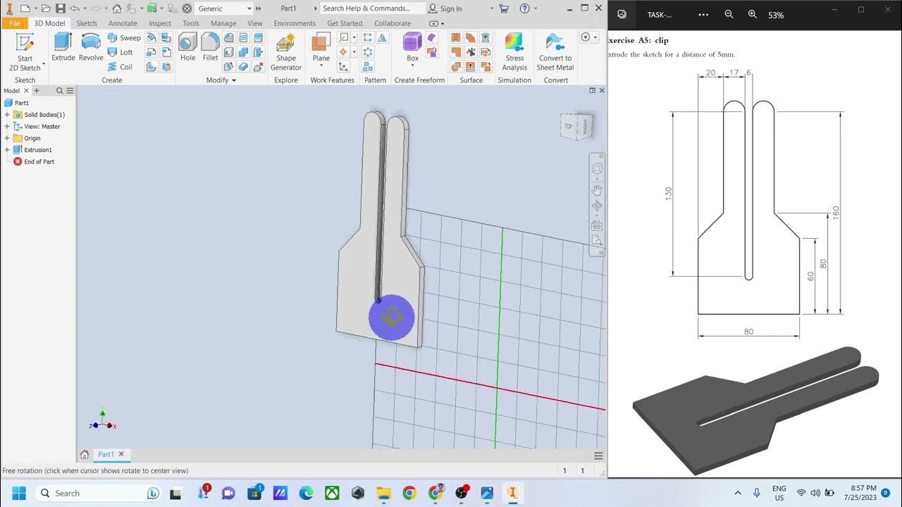 TASK 5 CLIP AUTODESK INVENTOR PROFESSIONAL - YouTube