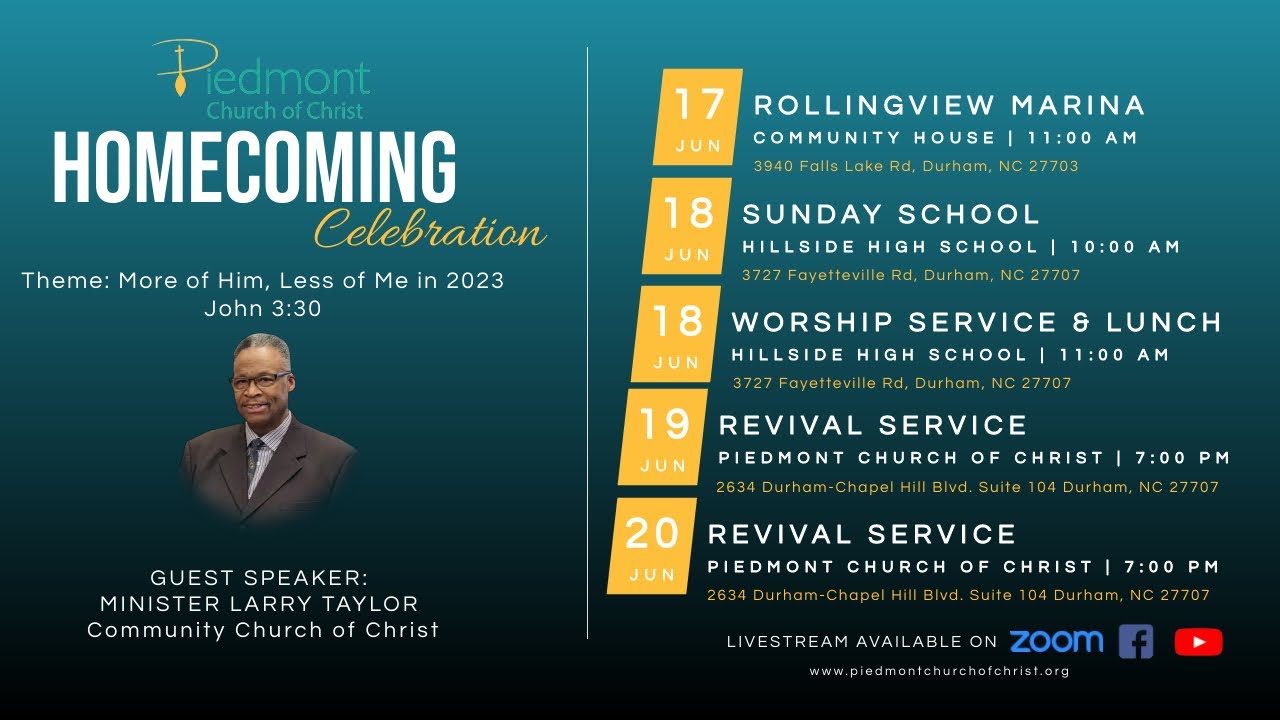Homecoming Celebration | Monday Night Revival | Guest Speaker Minister ...