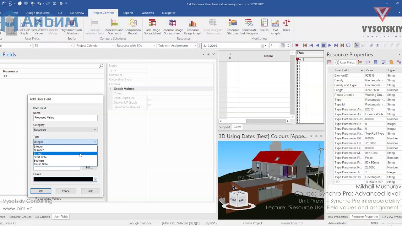 [Synchro Pro] Resource User Field values and assignment - YouTube