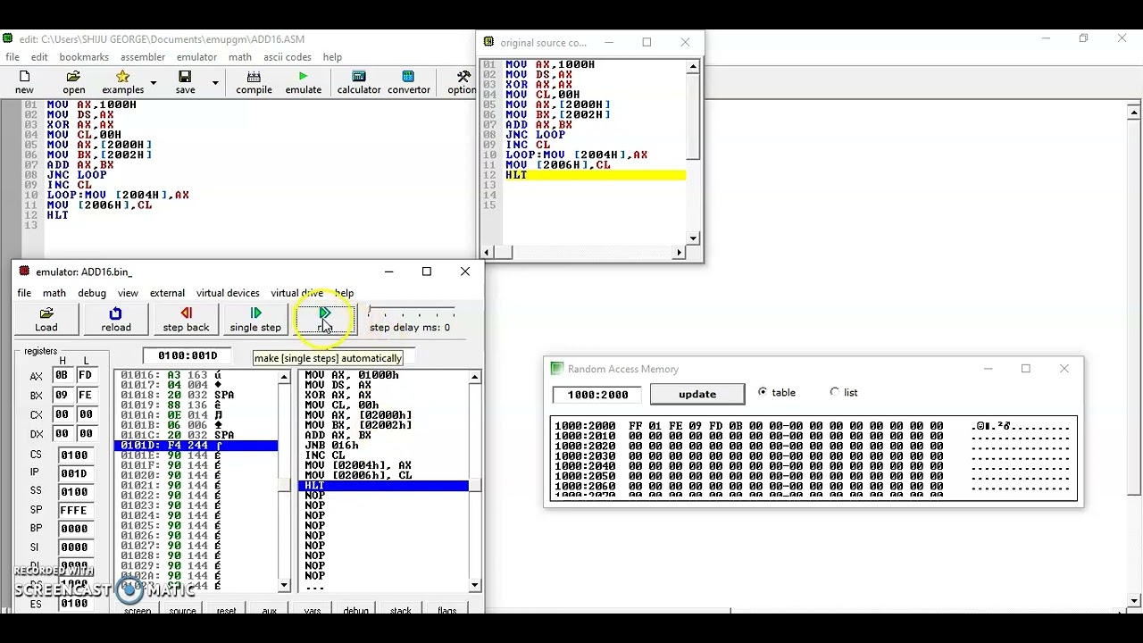 ADDITION OF TWO 16 BIT NUMBERS USING EMU8086 YouTube ADDITION OF TWO 16 BIT NUMBERS USING EMU8086 YouTube