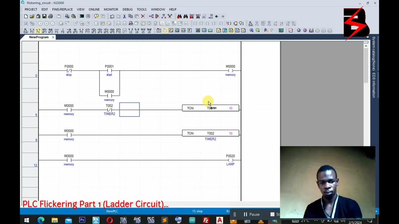 PLC Flickering circuit part 1 ( Ladder Logic with XG5000) - YouTube