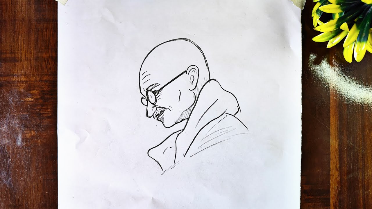 How To Draw Mahatma Gandhi Very Easy, Gandhi Jayanti Drawing, Step By ...