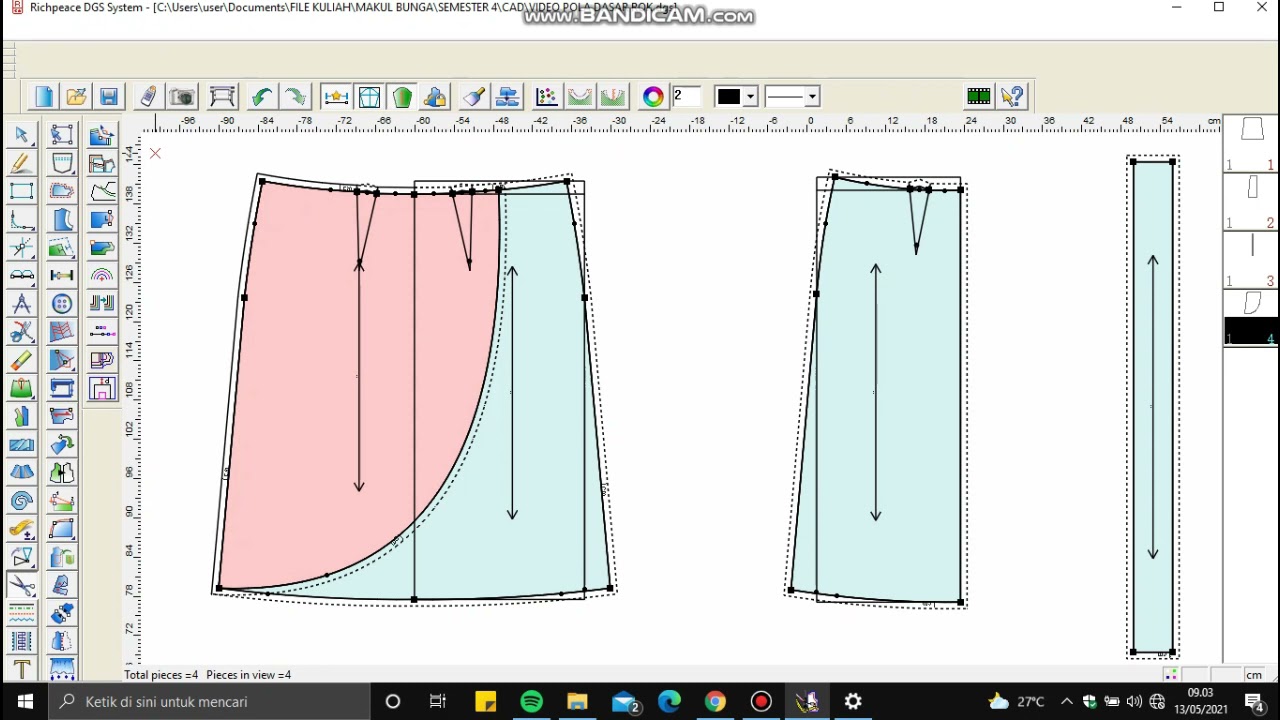tutorial pembuatan pecah pola rok dengan menggunakan aplikasi CAD - YouTube