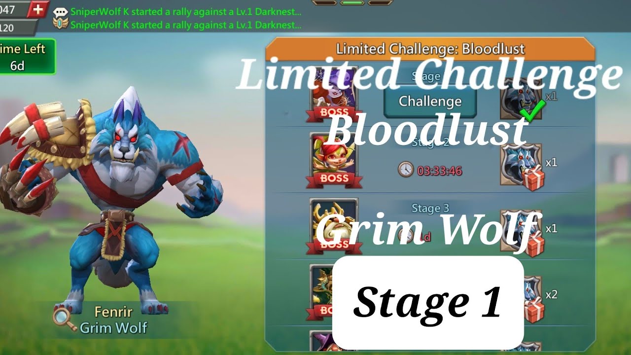 Lords Mobile | Grim Wolf Stage 1| Limited Challenge : Bloodlust - YouTube