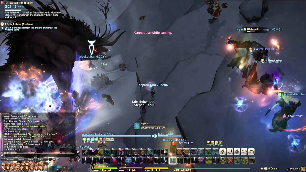 Final Fantasy XIV ARR Behemoth FATE Raid Battle HD+ Silver - YouTube