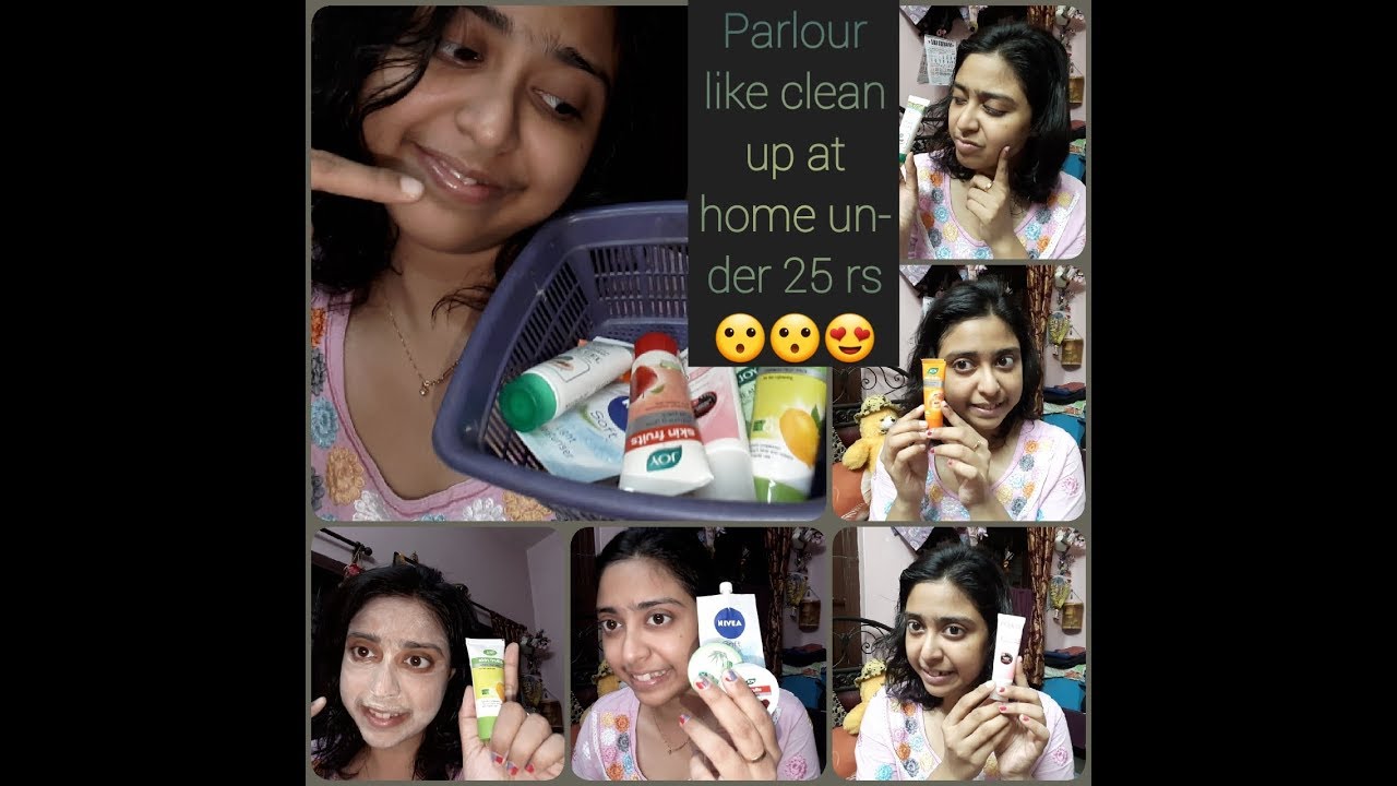 Parlour like clean up at home with just 25 rs products - YouTube