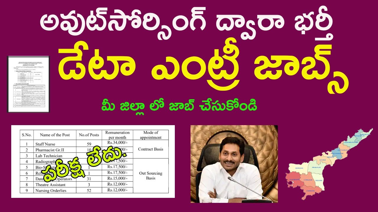 No Exam Data Entry and Other jobs 2020 Telugu | latest East Godavari ...