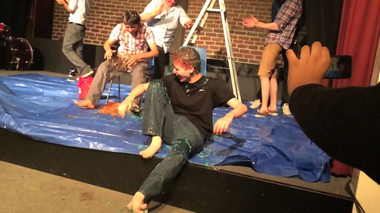 David Nordass getting gunged for children in need slow motion - YouTube