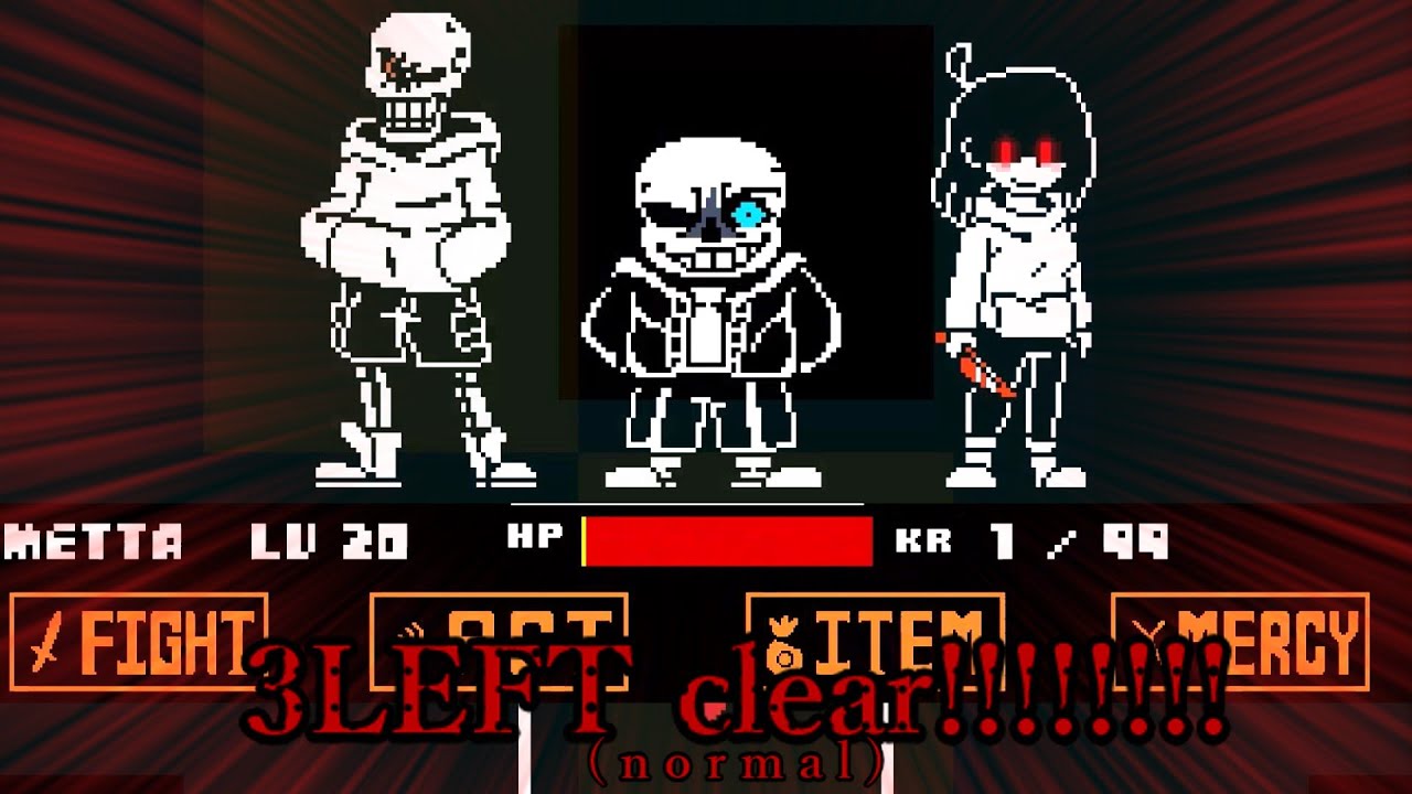 【undertale】normalモード3leftクリア!!!!!!(再投稿の再投稿)【FDY!bad time trio hard mord ...