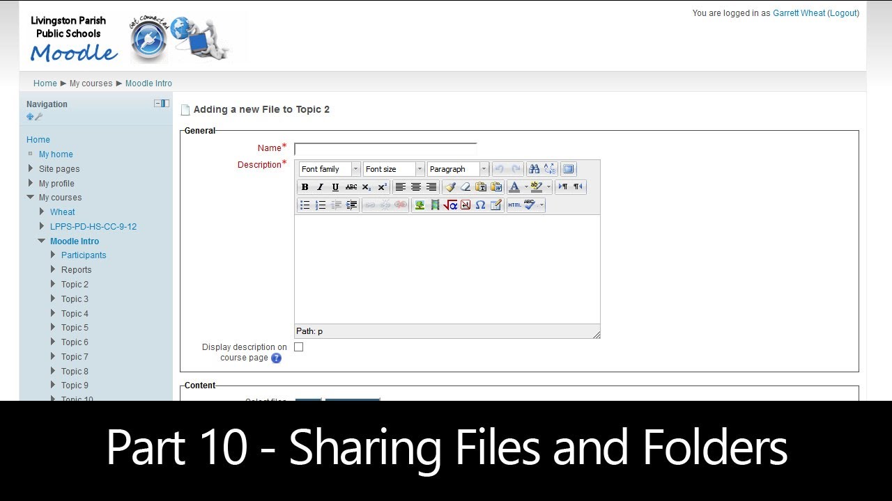 Part 10 - Sharing Files and Folders (Moodle How To) - YouTube