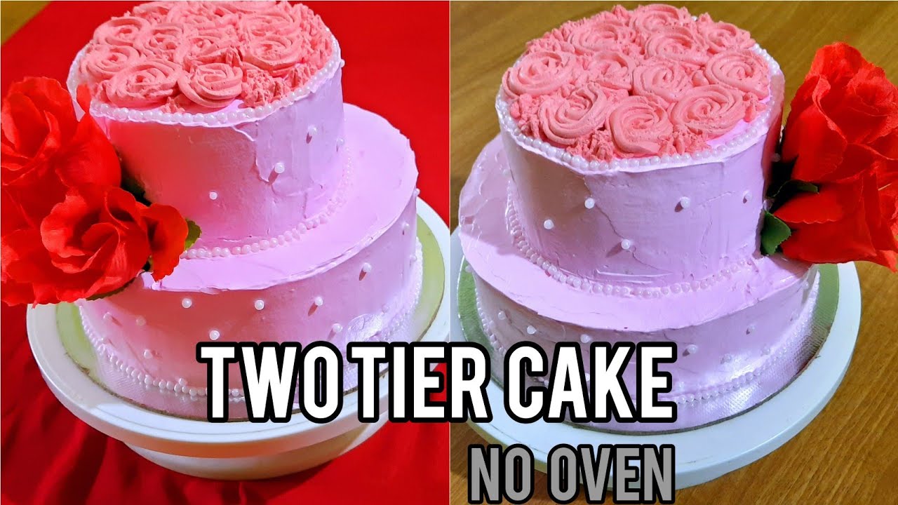 Vanilla two tier cake |how to make two tier cake |shaheen's kitchen ...